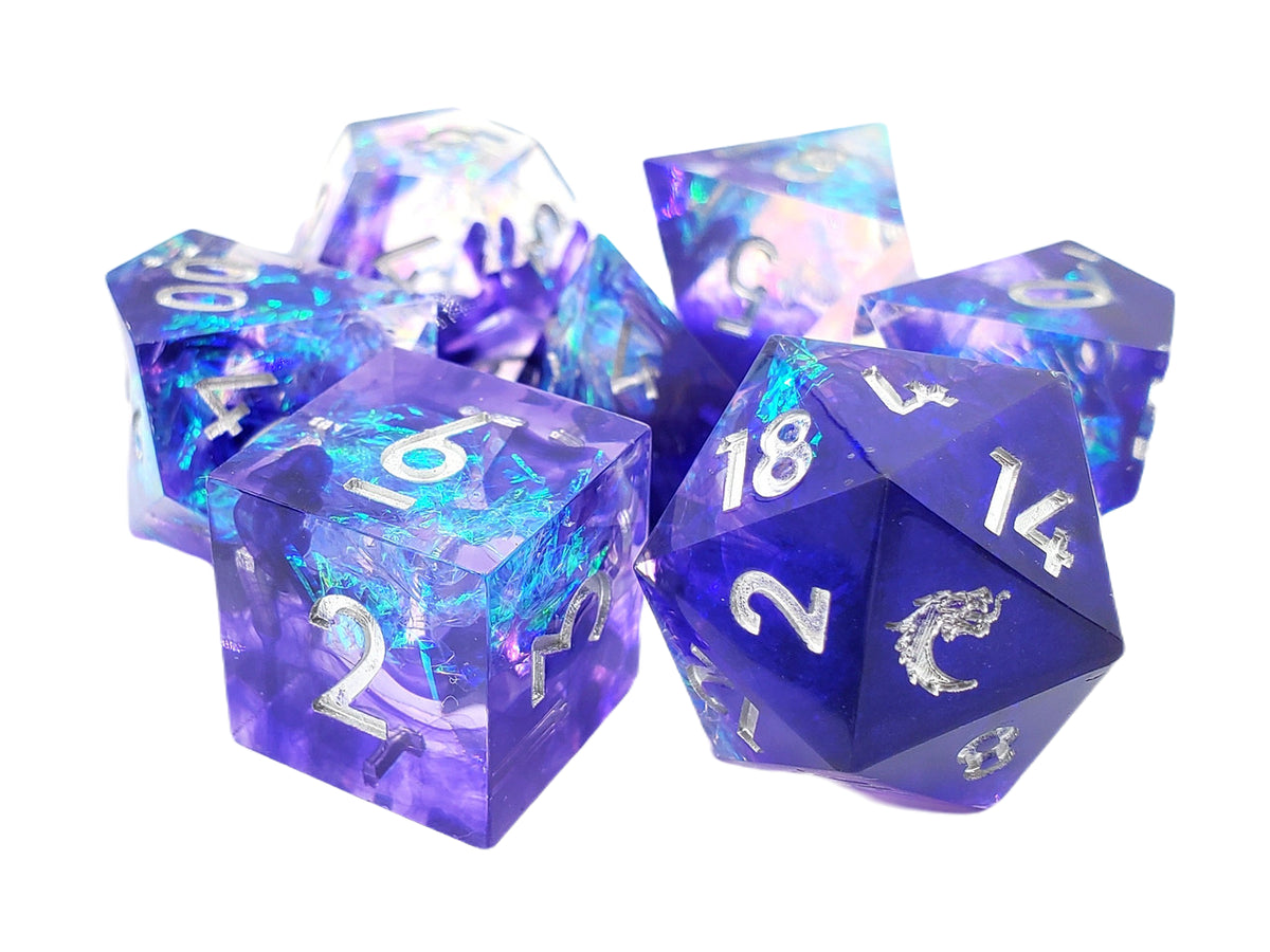 Old School Dice: Sharp Edged 7-Piece Dice Set - Sapphire Burst – Tanuki ...